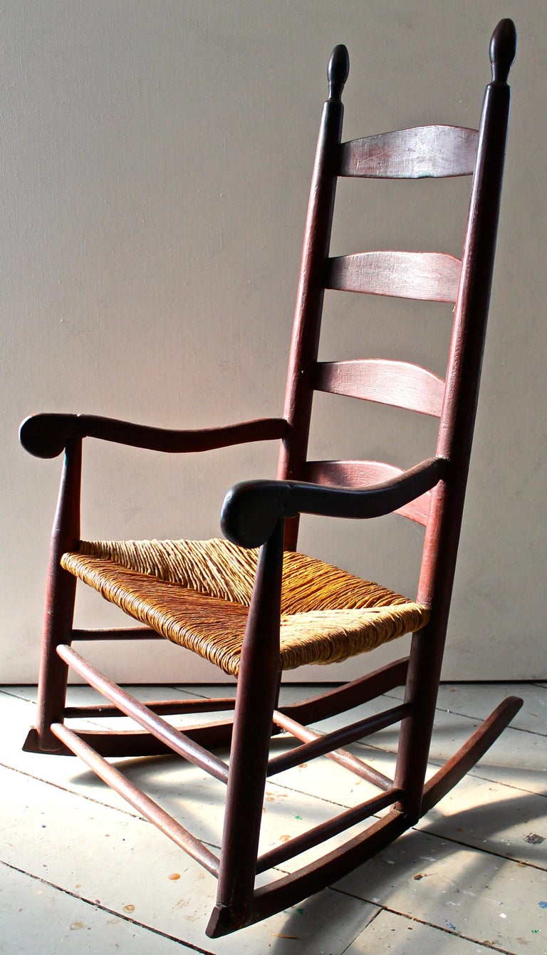 19th Century Shaker Rocker Old Red Paint Surface at 1stDibs