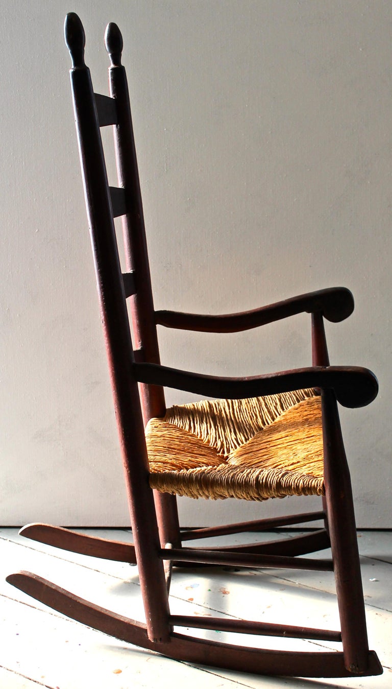 19th Century Shaker Rocker Old Red Paint Surface at 1stDibs