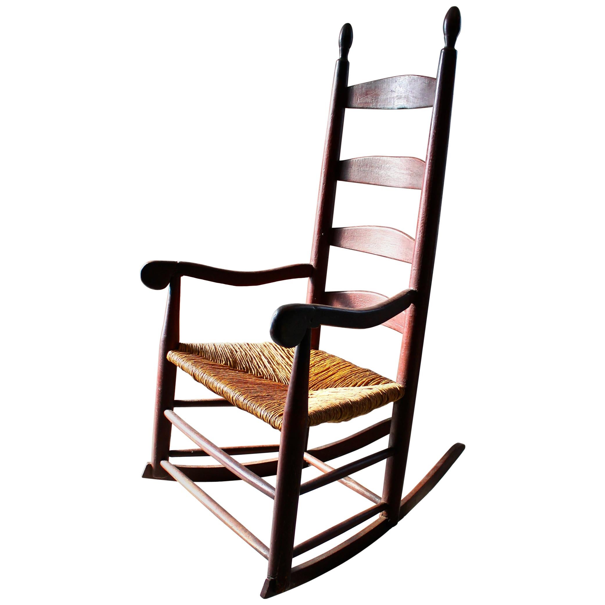 19th Century Shaker Rocker Old Red Paint Surface at 1stDibs