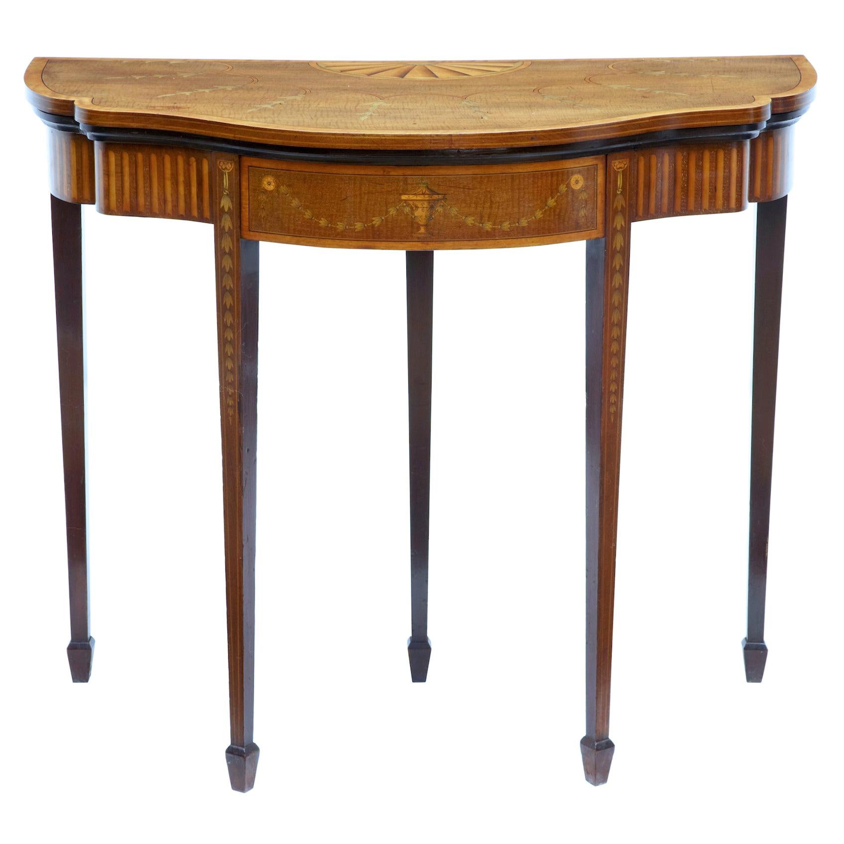 19th Century Marquetry Inlaid Card Table For Sale at 1stDibs