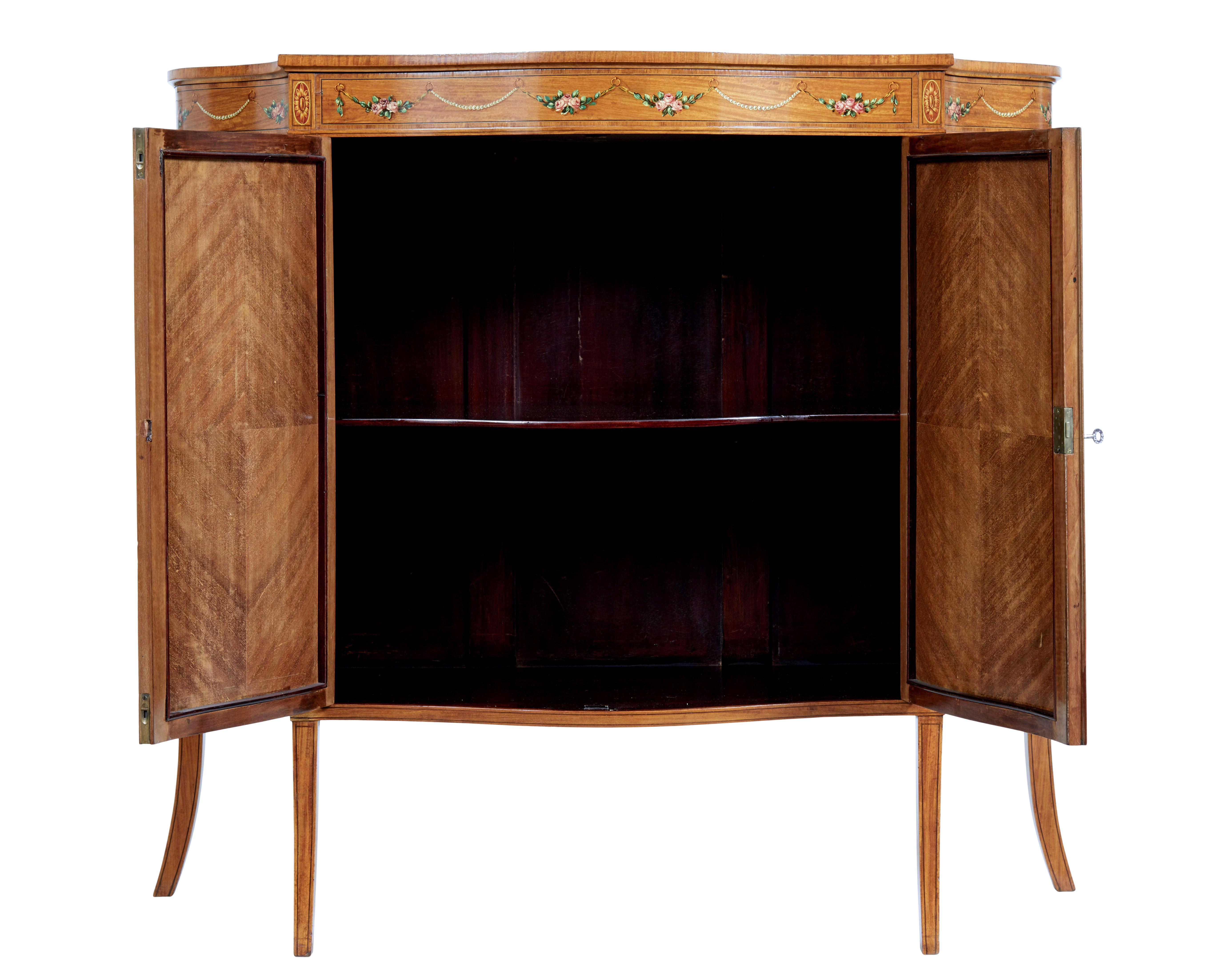 19th century sheraton revival satinwood inlaid and painted cabinet For ...