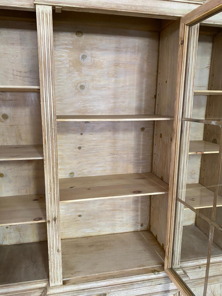 19th Century Sheraton Style Country Pine Breakfront For Sale at 1stDibs