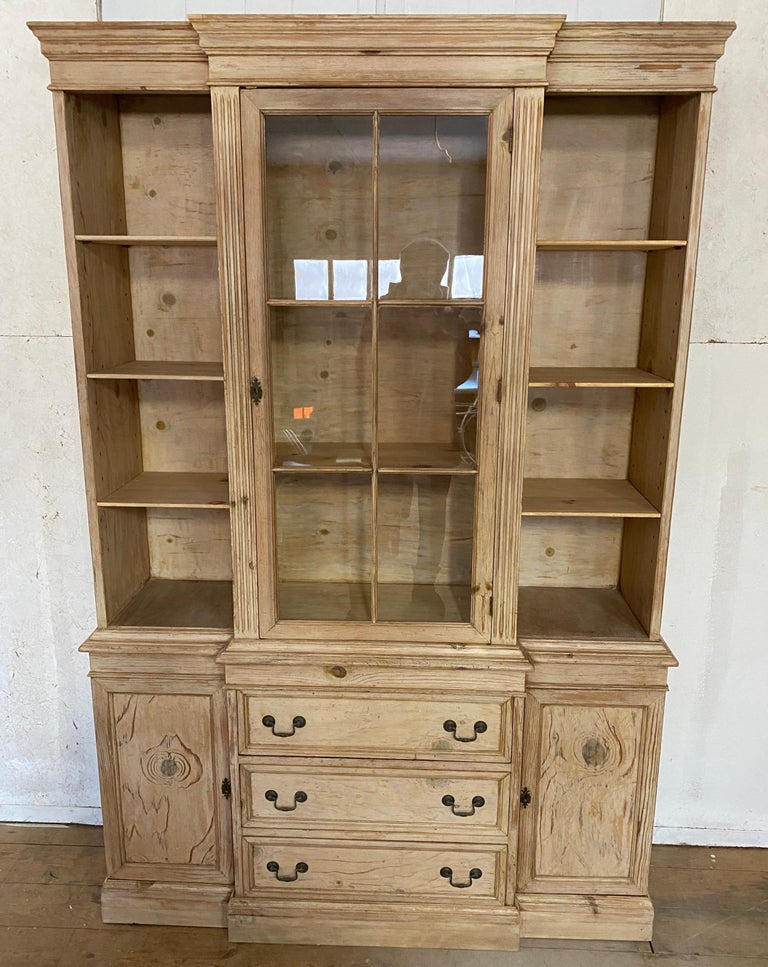 19th Century Sheraton Style Country Pine Breakfront For Sale at 1stDibs