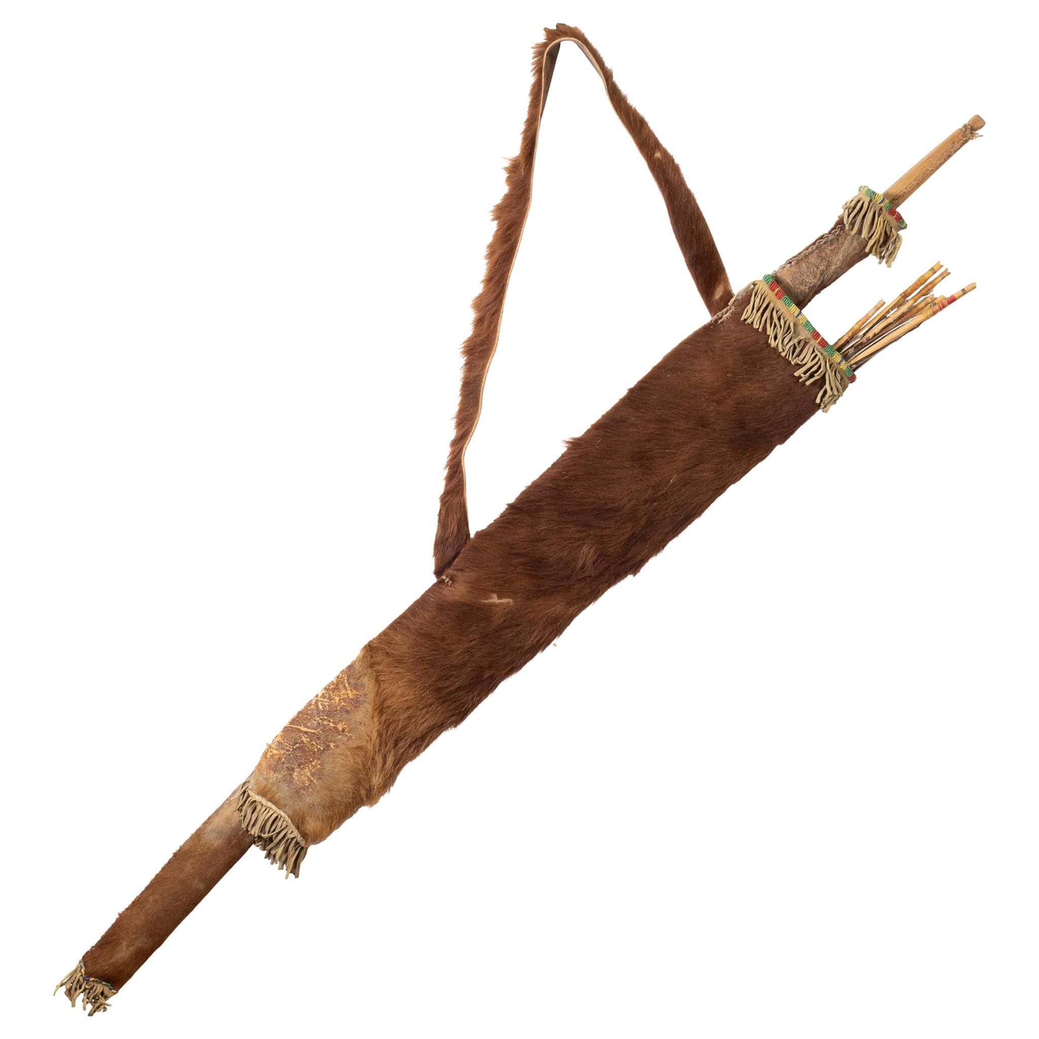 Archery Hunting Arrow Set Four Arrows Leather Quiver Case Collectible ...