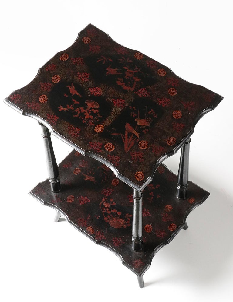19th Century Side Table Lacquered Japanese Style Hand Printed with ...