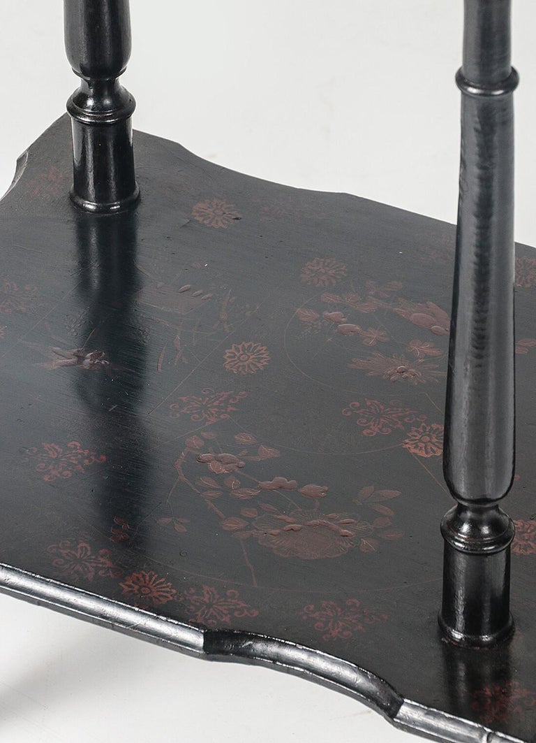 19th Century Side Table Lacquered Japanese Style Hand Printed with ...