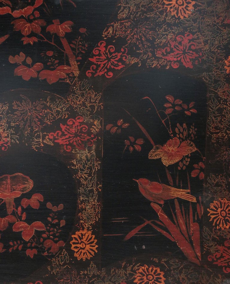 19th Century Side Table Lacquered Japanese Style Hand Printed with ...
