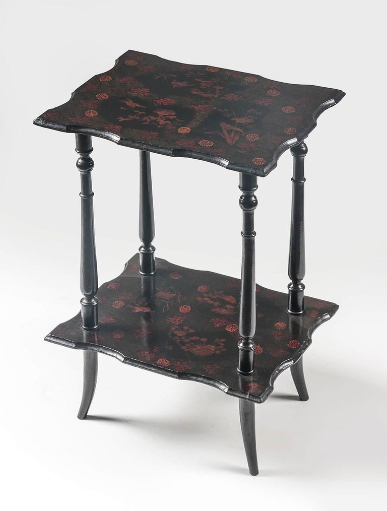 19th Century Side Table Lacquered Japanese Style Hand Printed with ...