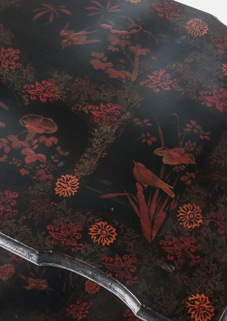 19th Century Side Table Lacquered Japanese Style Hand Printed with ...