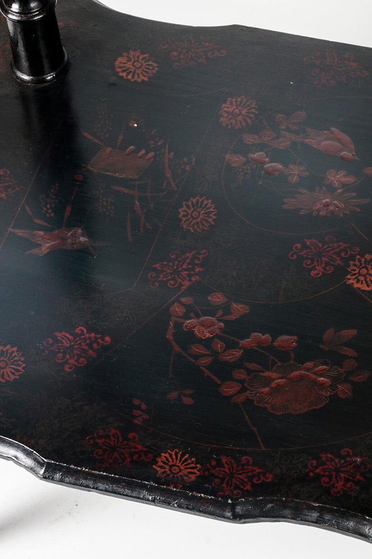 19th Century Side Table Lacquered Japanese Style Hand Printed with ...