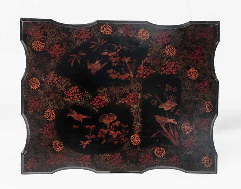 19th Century Side Table Lacquered Japanese Style Hand Printed with ...