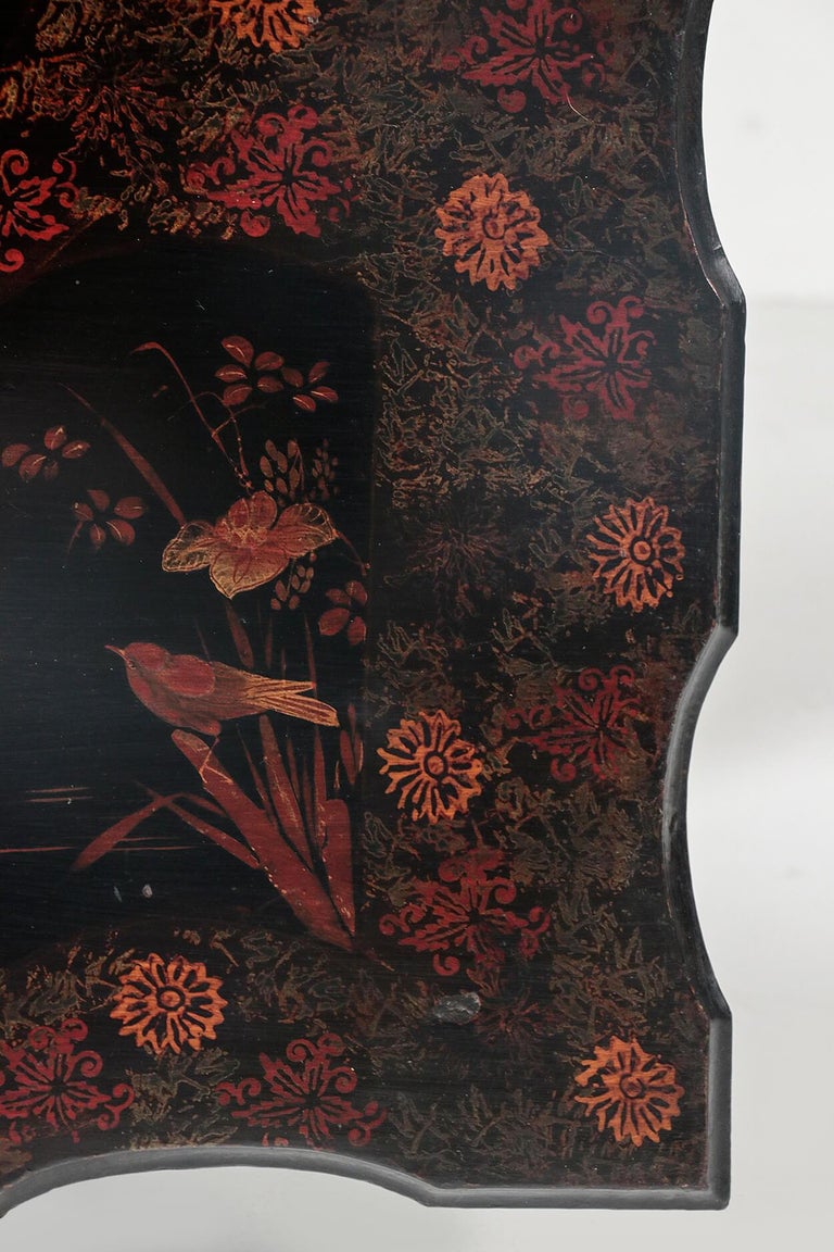 19th Century Side Table Lacquered Japanese Style Hand Printed with ...