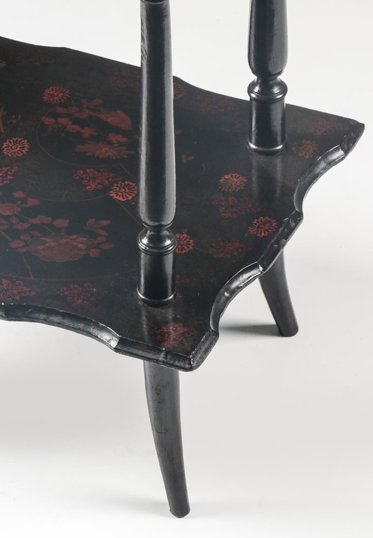 19th Century Side Table Lacquered Japanese Style Hand Printed with ...