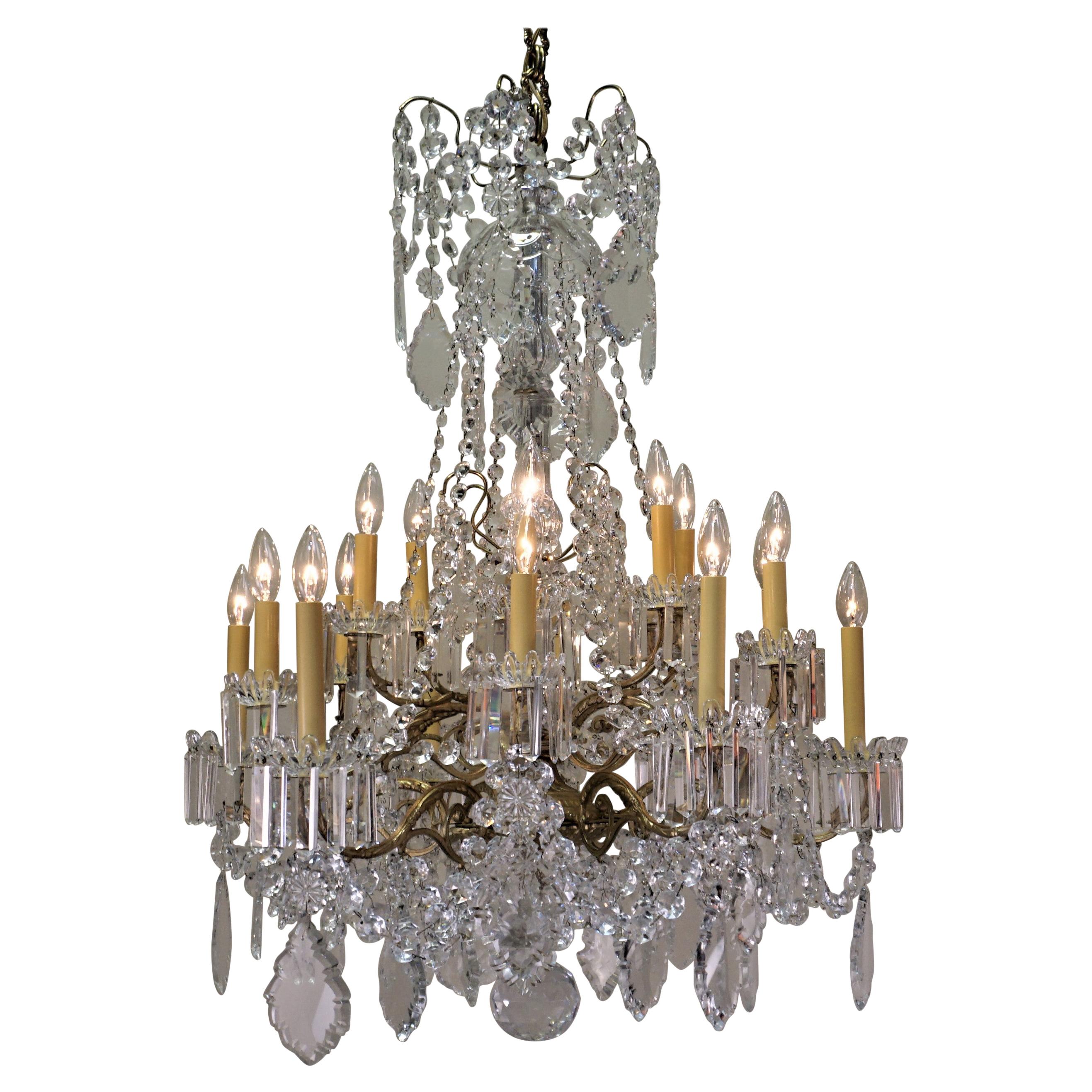 Eighteen-Light Baccarat Crystal Chandelier For Sale at 1stDibs