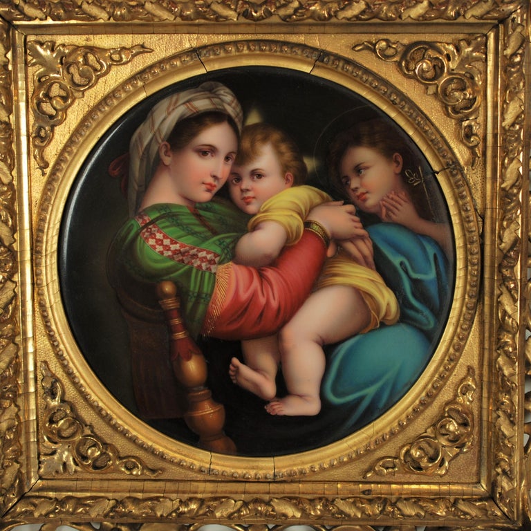 19th Century Signed Porcelain Plaque after Madonna Della Seggiola by Raphael at 1stDibs