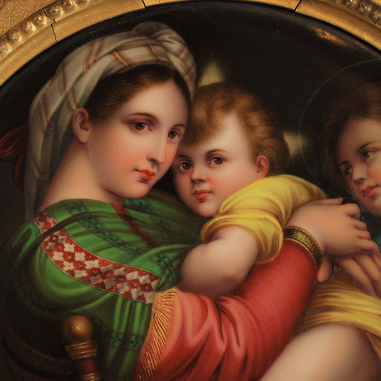 19th Century Signed Porcelain Plaque after Madonna Della Seggiola by Raphael at 1stDibs