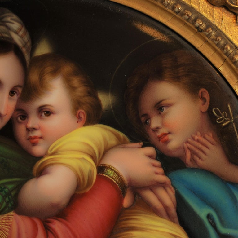 19th Century Signed Porcelain Plaque after Madonna Della Seggiola by Raphael at 1stDibs