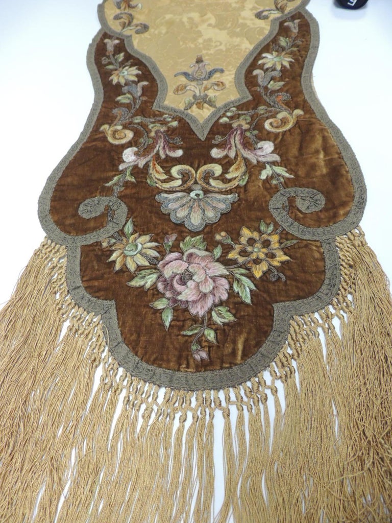 19th Century Silk Embroidery Byzantine Damask and Velvet Table Runner ...