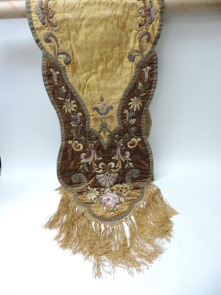 19th Century Silk Embroidery Byzantine Damask and Velvet Table Runner ...