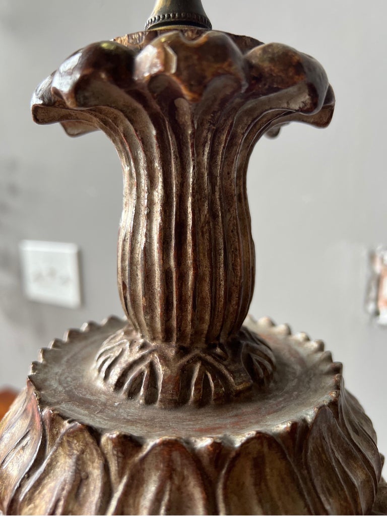 19th Century Silver Leaf Stylized Pineapple Form Lamp For Sale at 1stDibs