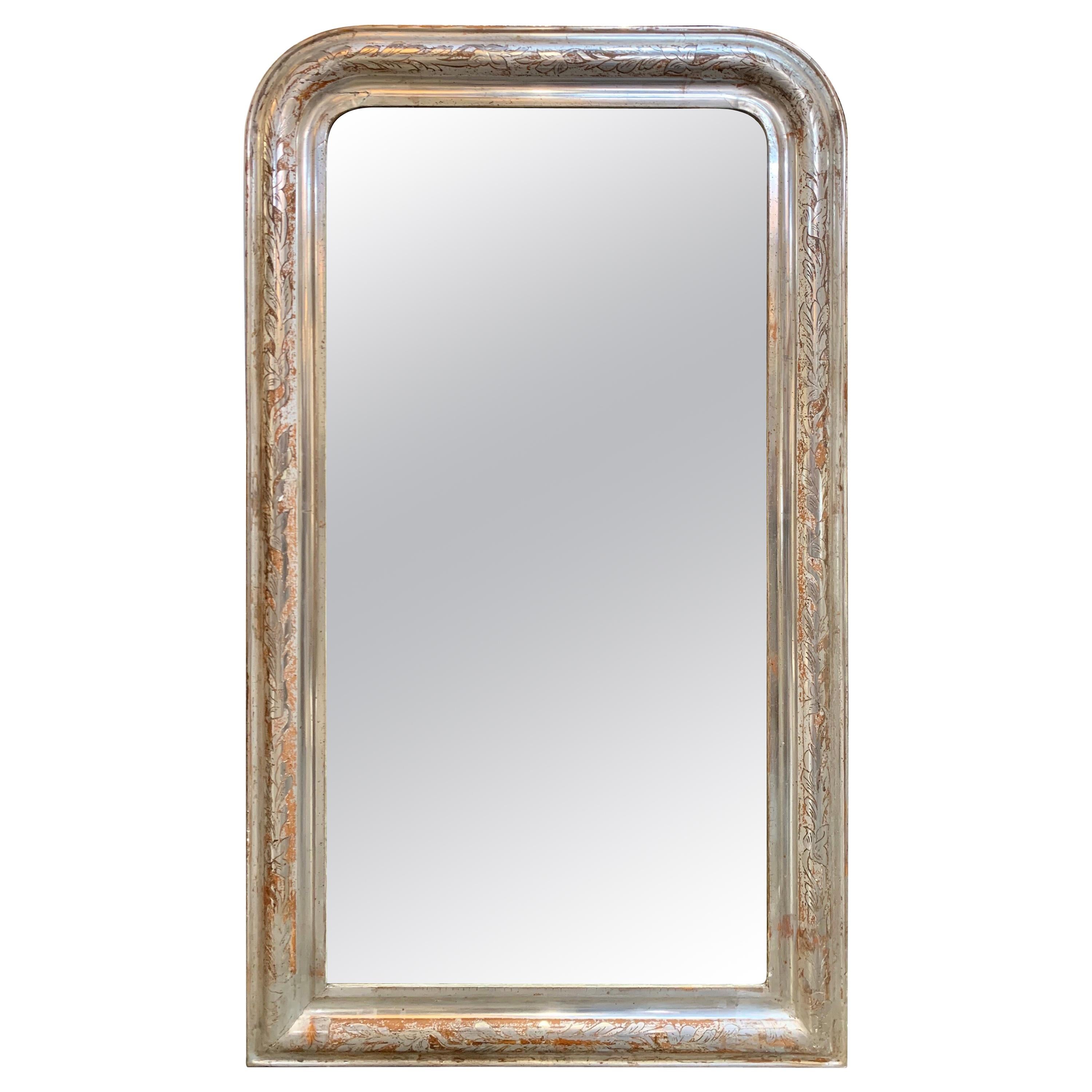 19th Century French Louis Philippe Silver Mirror For Sale at 1stDibs
