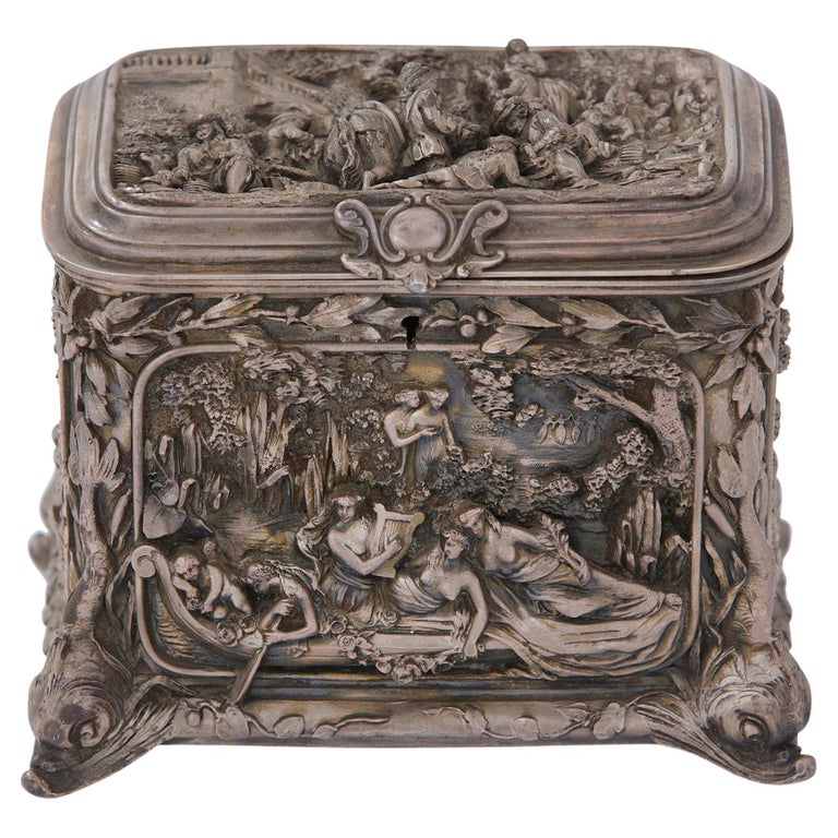 19th Century Silver Plate Repousse Covered Box at 1stDibs