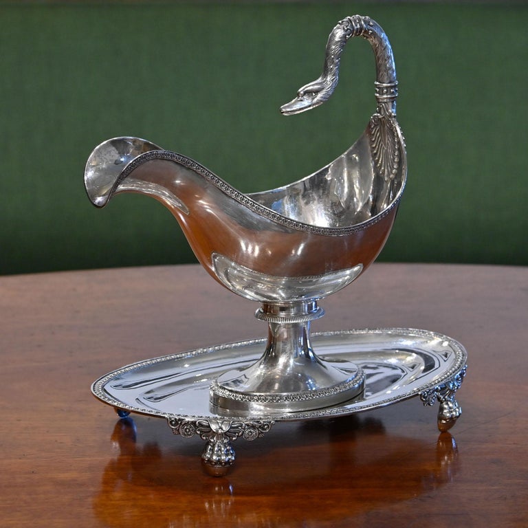19th Century Silver Sauciere With Stand Paris 1819-1838 Handle Swan ...