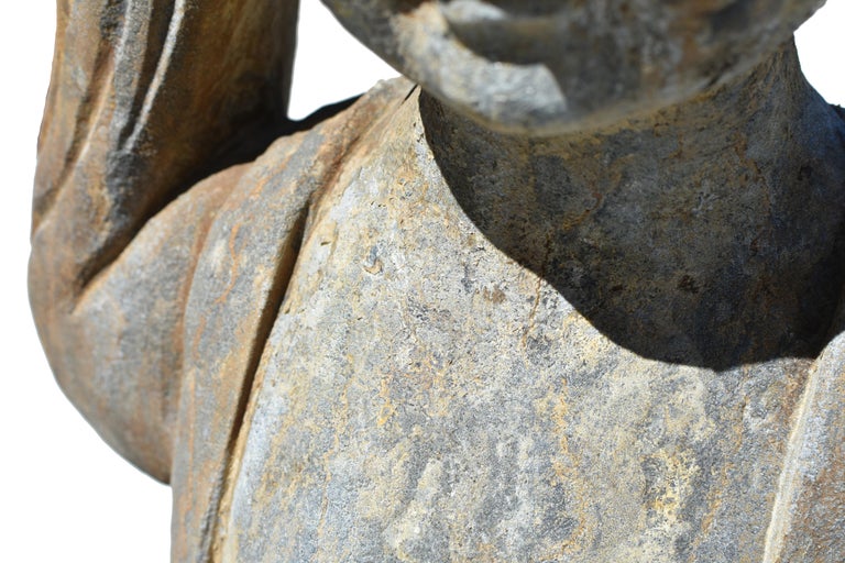 Silvered Solid Stone Dancer Statue For Sale at 1stDibs