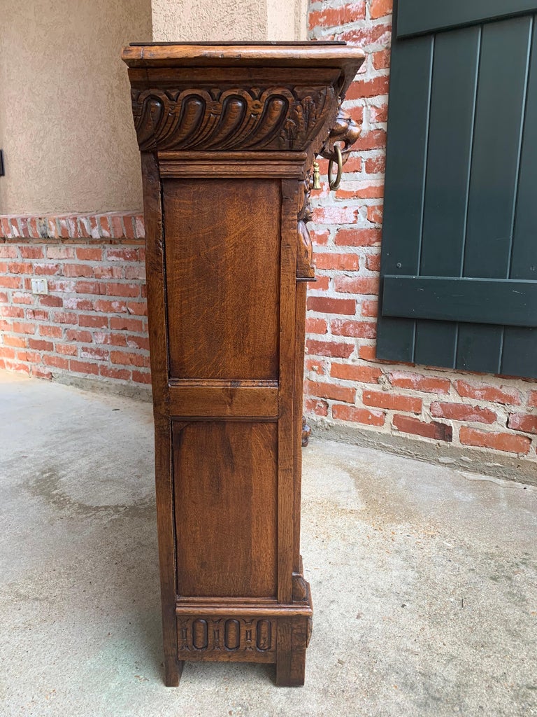 19th Century Slim French Carved Oak Cabinet Renaissance Console ...