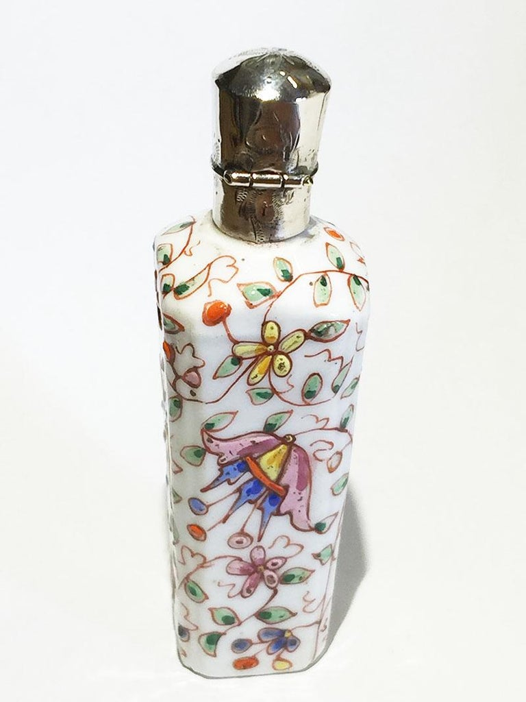 19th Century Small Porcelain Enameled Scent Perfume Bottle For Sale at ...