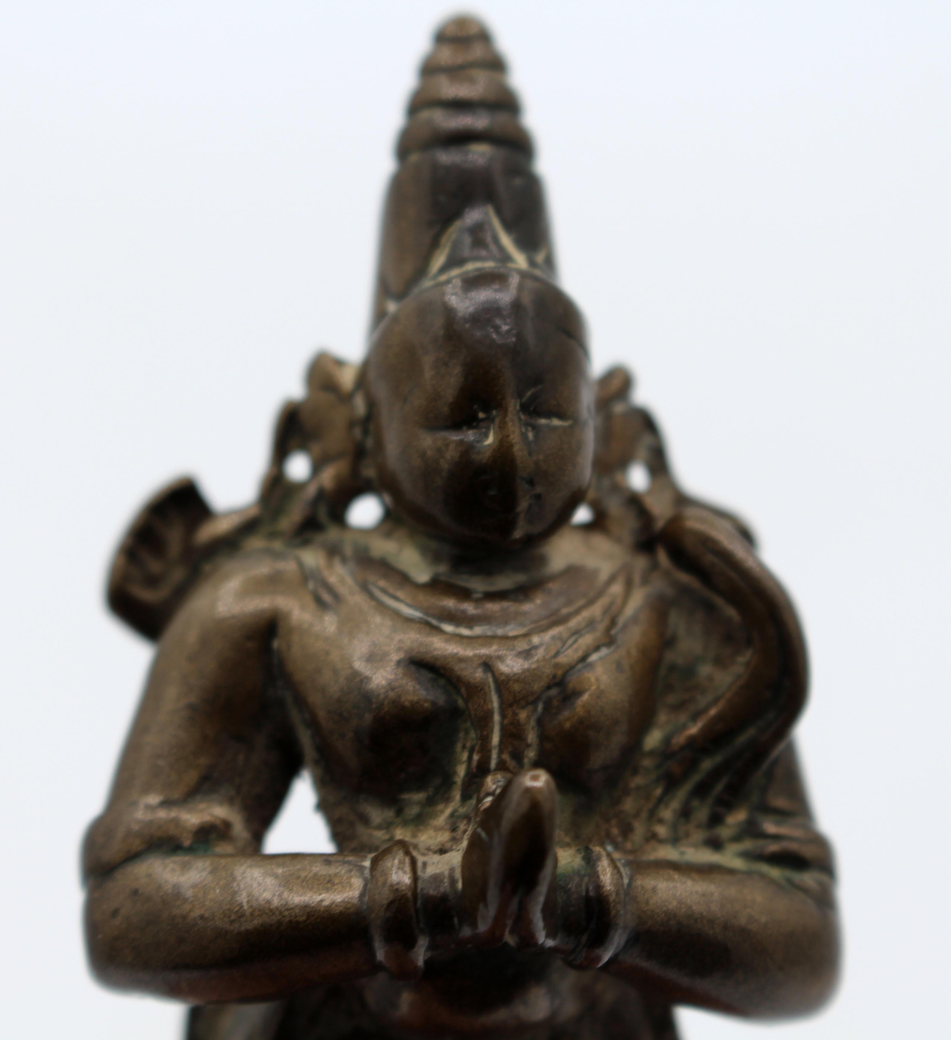 19th Century Small Serene Bronze Hindu God Statue For Sale at 1stDibs