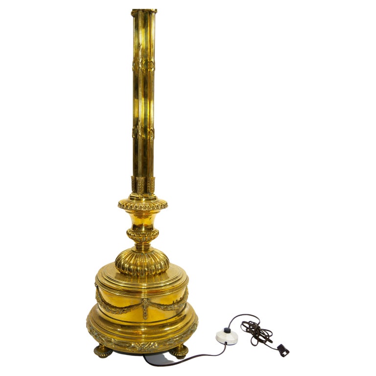 19th Century Solid Gilt Brass / Footed Round Base Floor Lamp For Sale ...