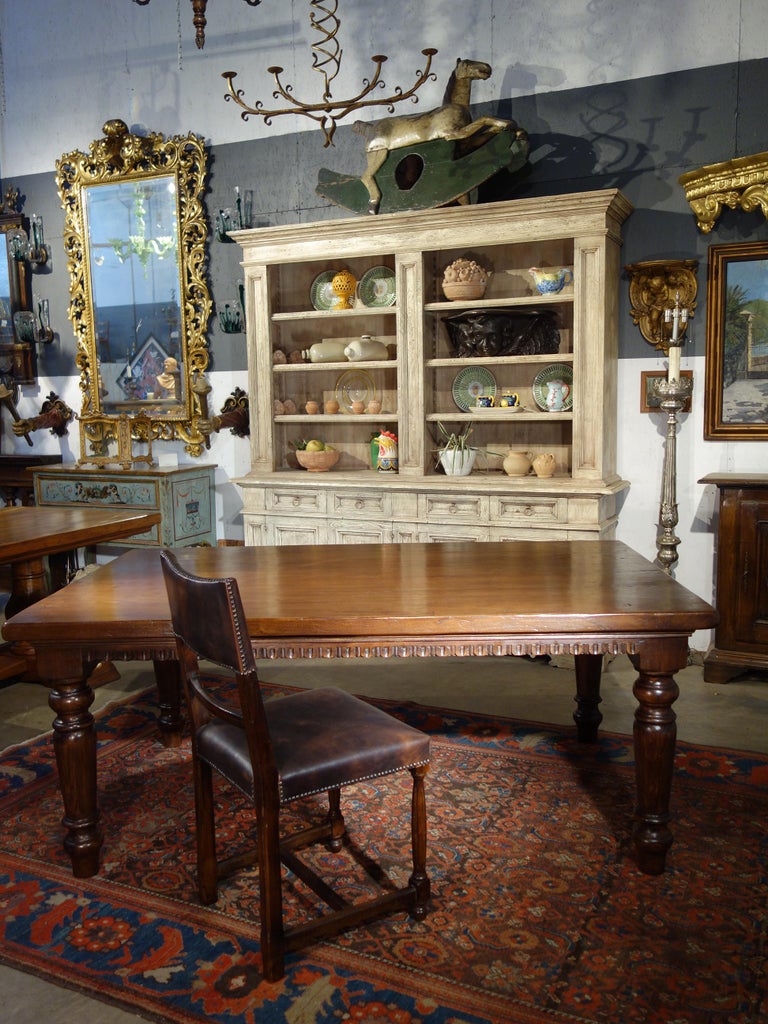 19th C Style Solid Italian TORINO Walnut Table Renaissance Dentil ...