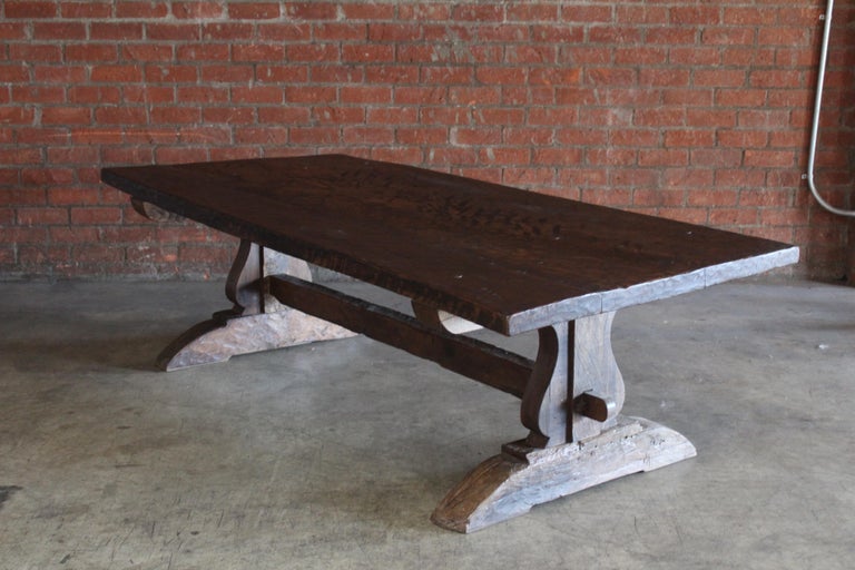 19th Century Solid Oak French Worktable For Sale at 1stDibs