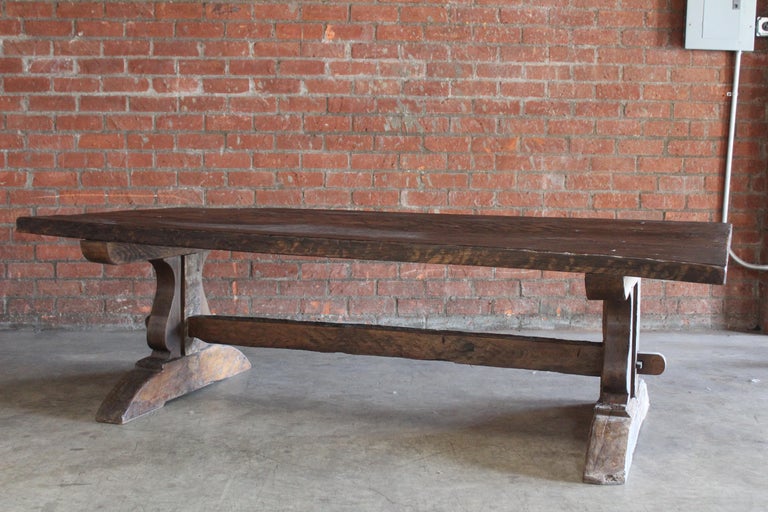 19th Century Solid Oak French Worktable For Sale at 1stDibs