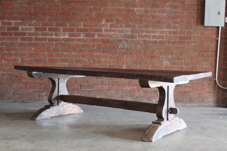 19th Century Solid Oak French Worktable For Sale at 1stDibs
