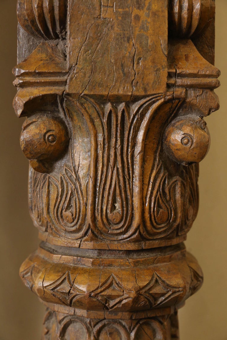 19th Century Solid Teak Wood Indoor Shaped Columns from Chettinad in ...