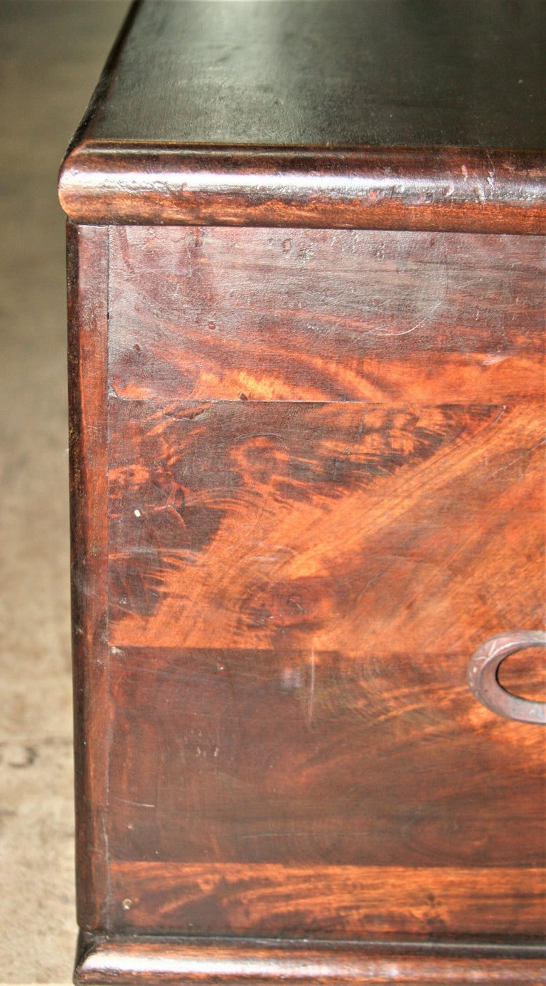 19th Century Solid Teak Wood Linen Chest Modified as Bench with Storage ...