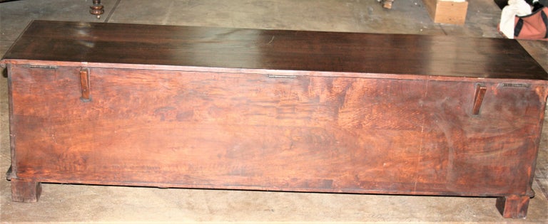 19th Century Solid Teak Wood Linen Chest Modified as Bench with Storage ...