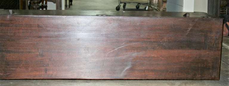 19th Century Solid Teak Wood Linen Chest Modified as Bench with Storage ...