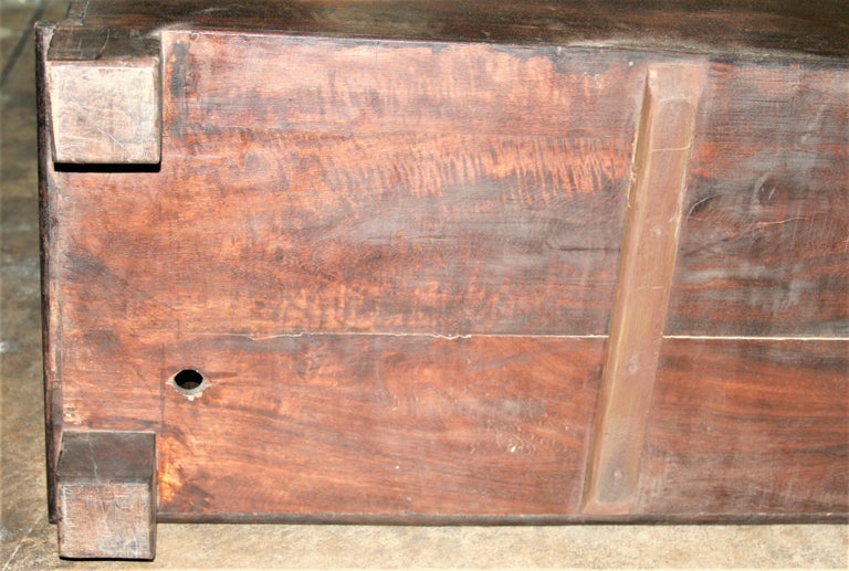 19th Century Solid Teak Wood Linen Chest Modified as Bench with Storage ...