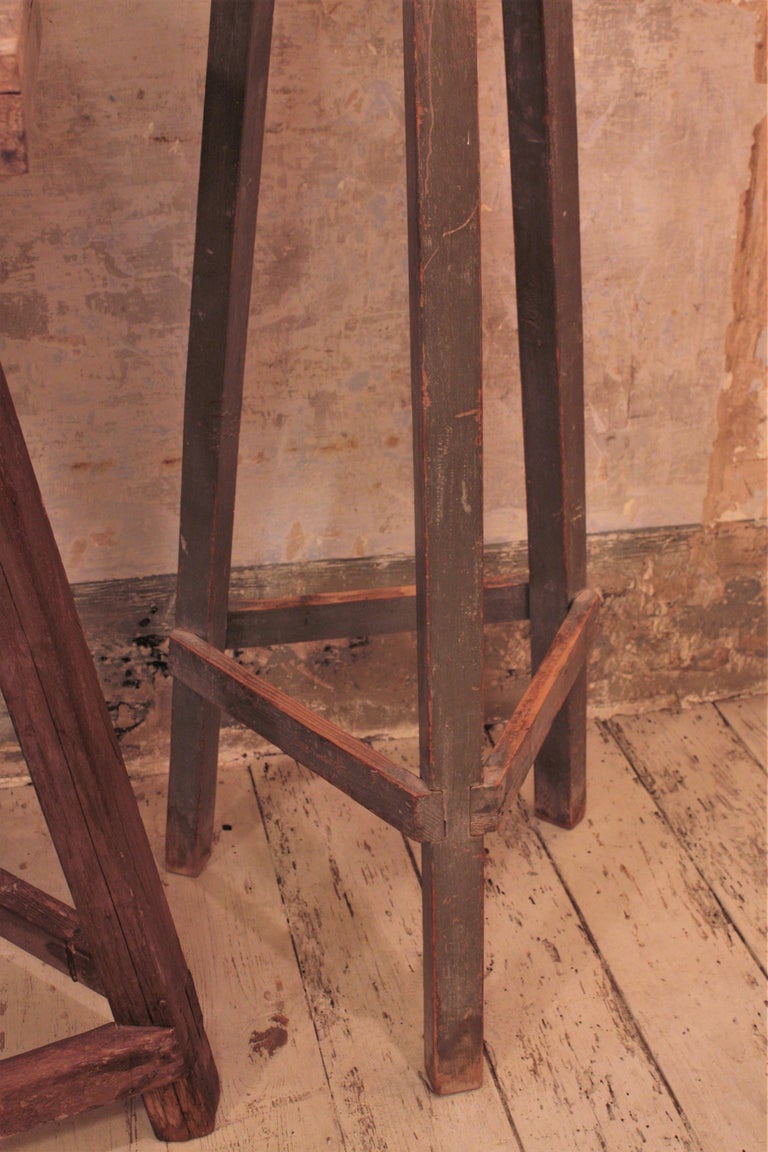 19th Century Spanish Antique Pottery Sculpture Stand in Grey Patina and ...