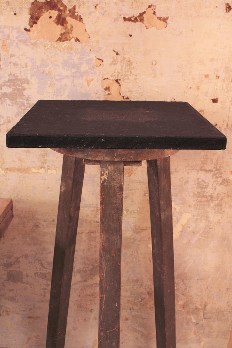 19th Century Spanish Antique Pottery Sculpture Stand in Grey Patina and ...