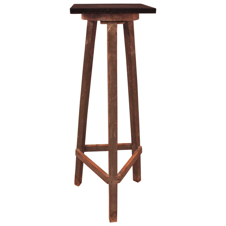 19th Century Spanish Antique Pottery Sculpture Stand in Grey Patina and ...