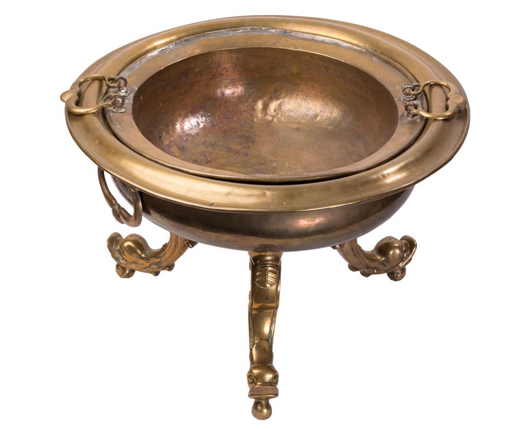 19th Century Spanish Brass Dolphin Foot Brazier / Planter For Sale at ...