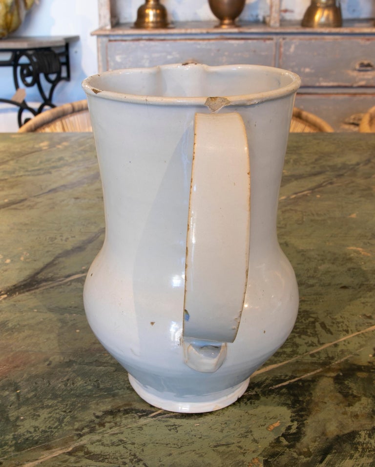 19th Century Spanish Ceramic Jug Hand Painted with Flowers For Sale at ...