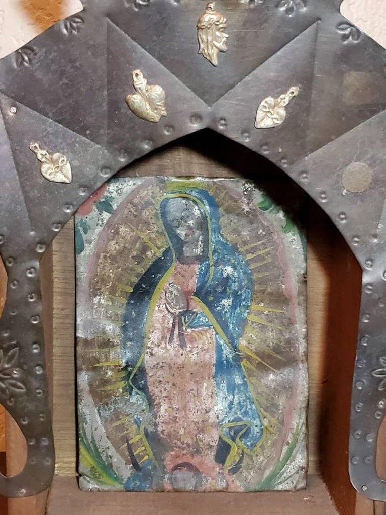 19th Century Spanish Colonial Our Lady of Guadalupe Retablo For Sale at 1stDibs