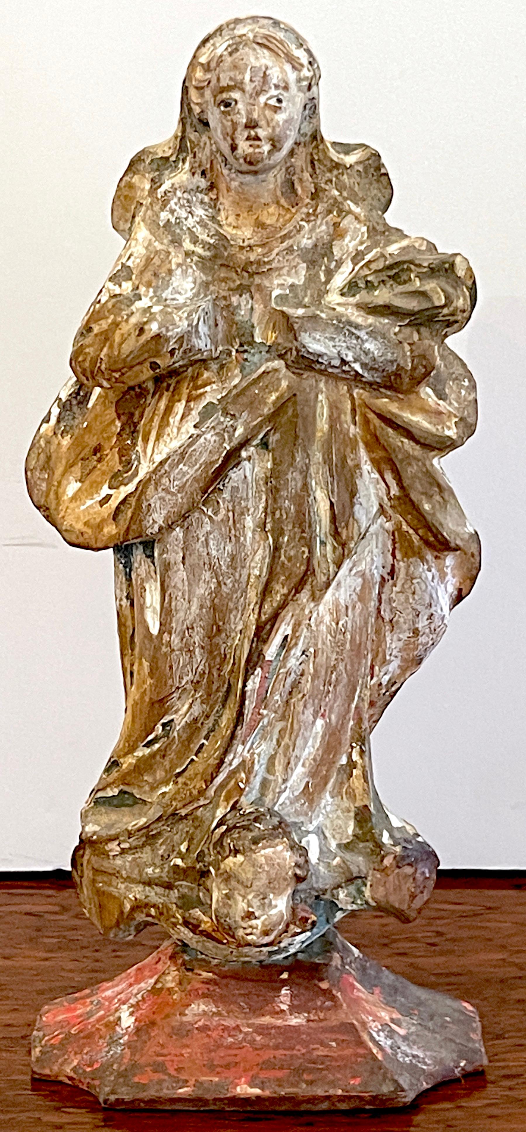 19th Century Spanish Colonial Santos Wall Hanging Shrine of the Virgin Mary For Sale at 1stDibs