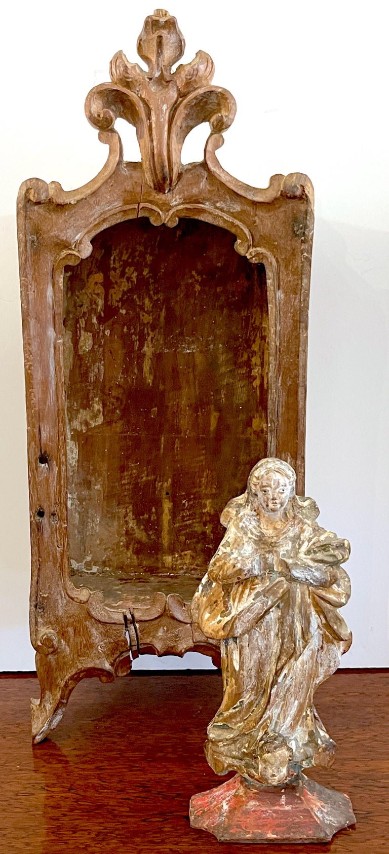 19th Century Spanish Colonial Santos Wall Hanging Shrine of the Virgin ...