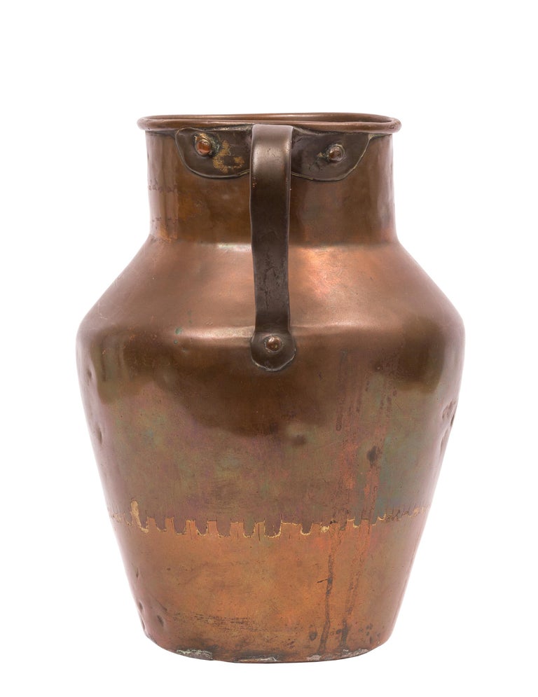 19th Century Spanish Copper Container with Two Handles and Cross Mark ...